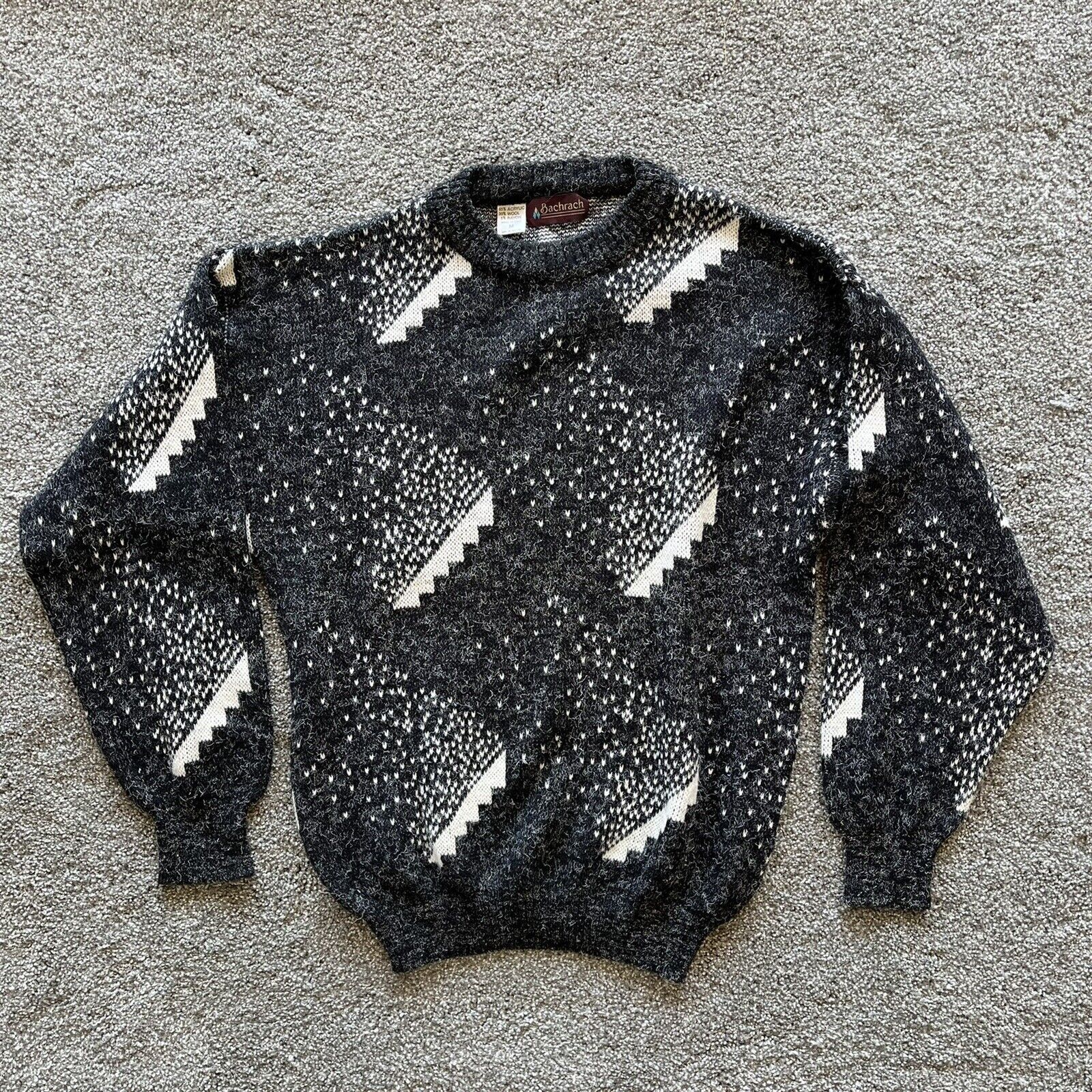 Vintage Vintage Bachrach Wool Acrylic Sweater; Abstract; Mens Medium ...