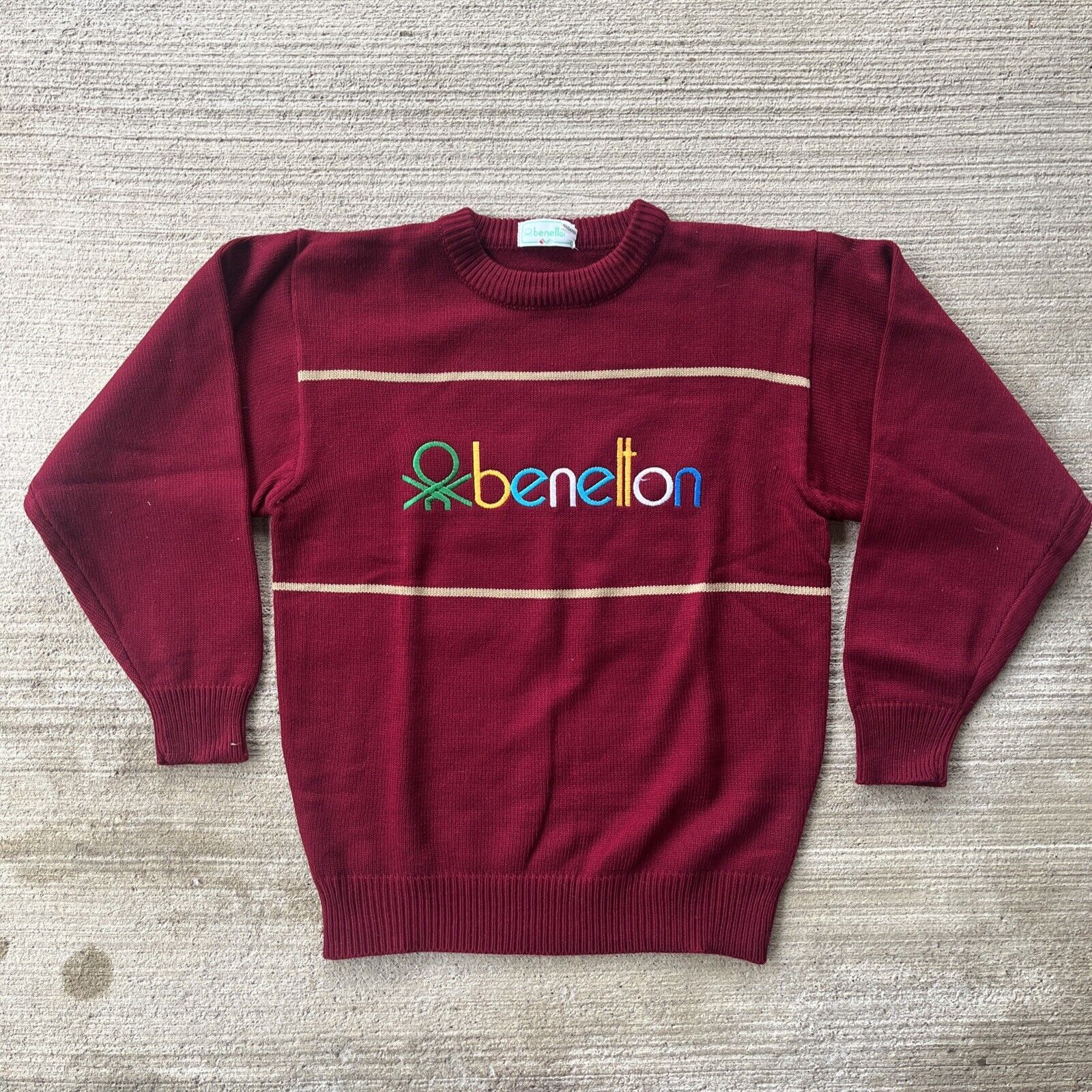 United Colors Of Benetton Vintage Benetton Sweater; Mens Medium; Maroon ...