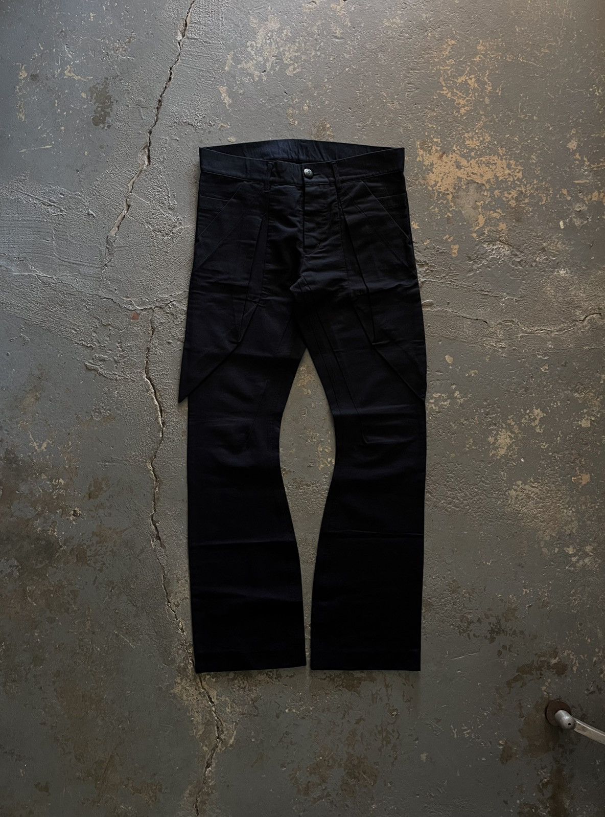 Rick Owens SS11 “Anthem” Grosgrain Lung Boot Cut Pants | Grailed
