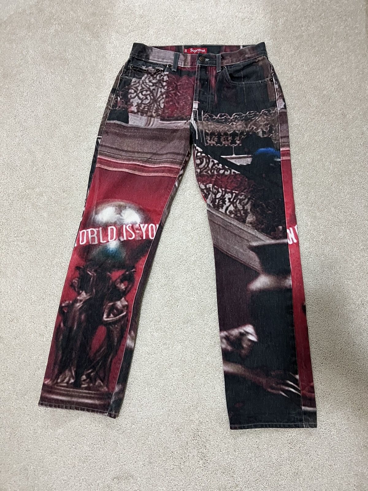 Supreme Supreme Scarface The World Is Yours Denim Jean Pants | Grailed