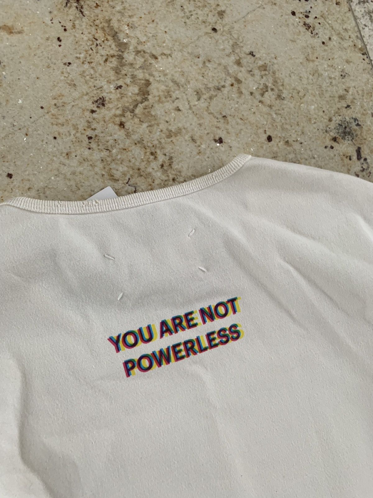 Maison Margiela “You Are Not Powerless” Tee, LS in White with Rainbow ...