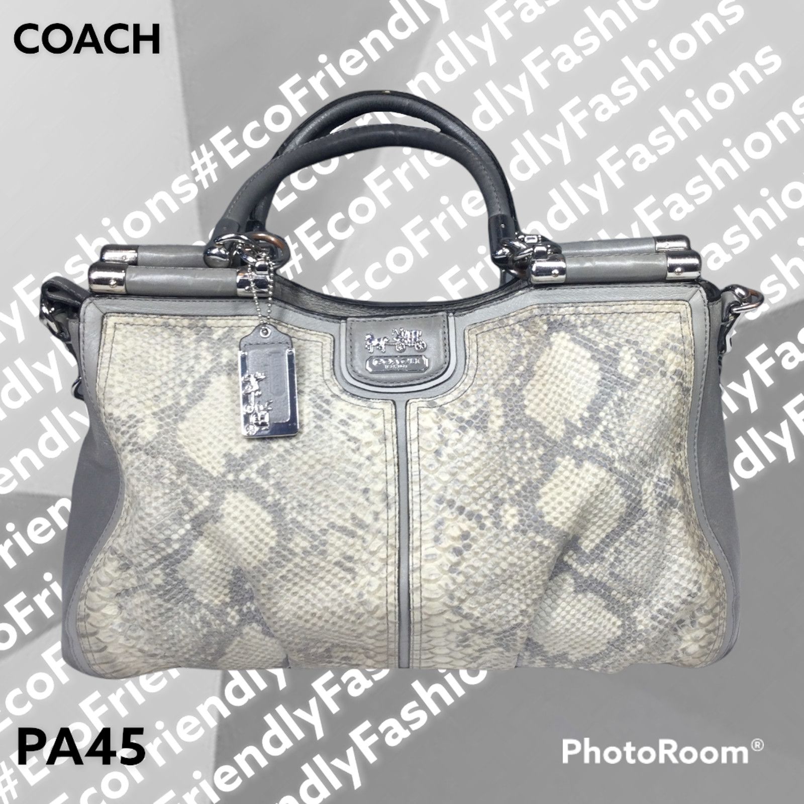 Coach COACH Madison Pinnacle Embossed Python Carrie Satchel Gray | Grailed