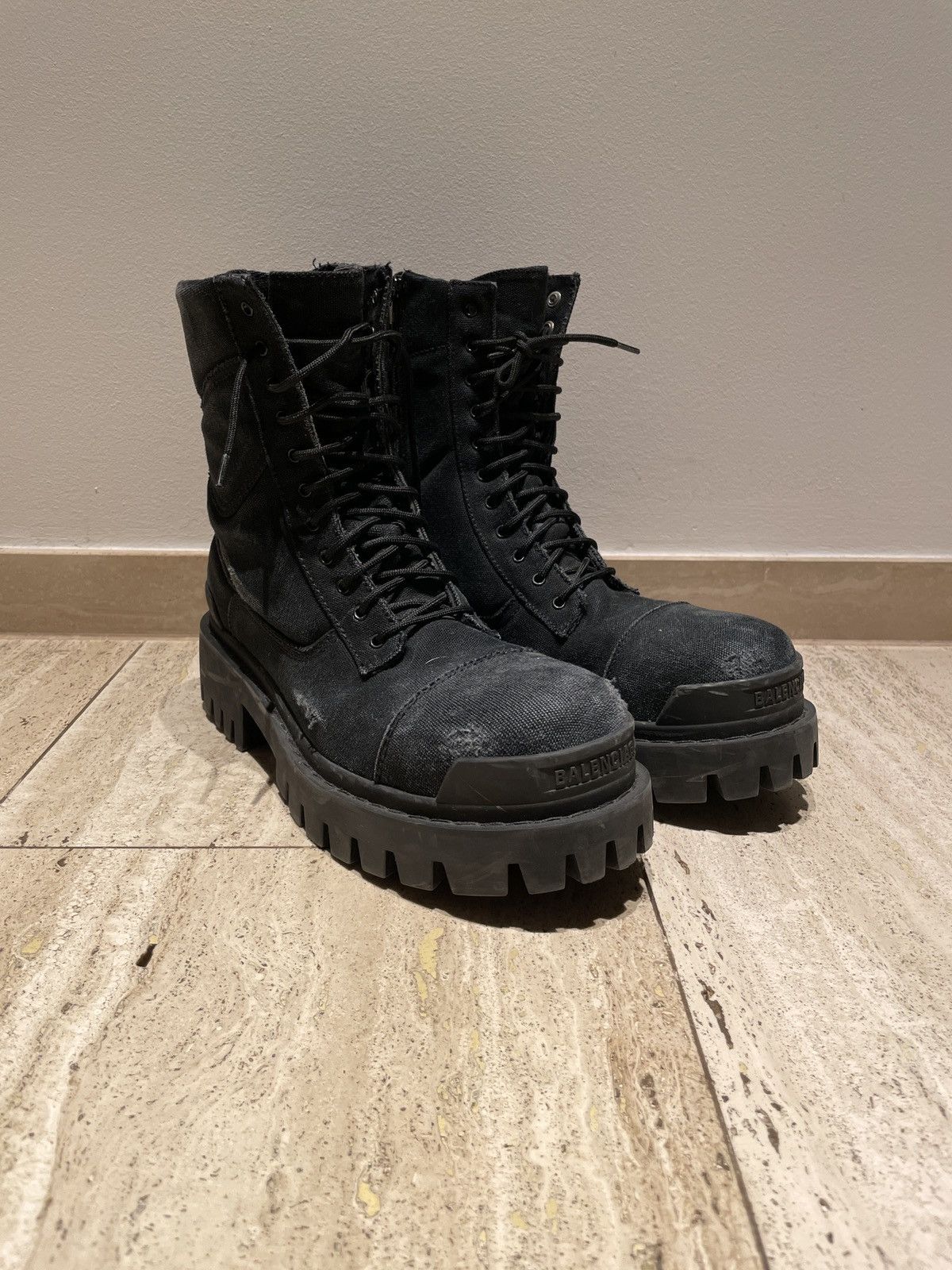 Balenciaga Balenciaga Canvas Distressed Aged Strike Boot | Grailed