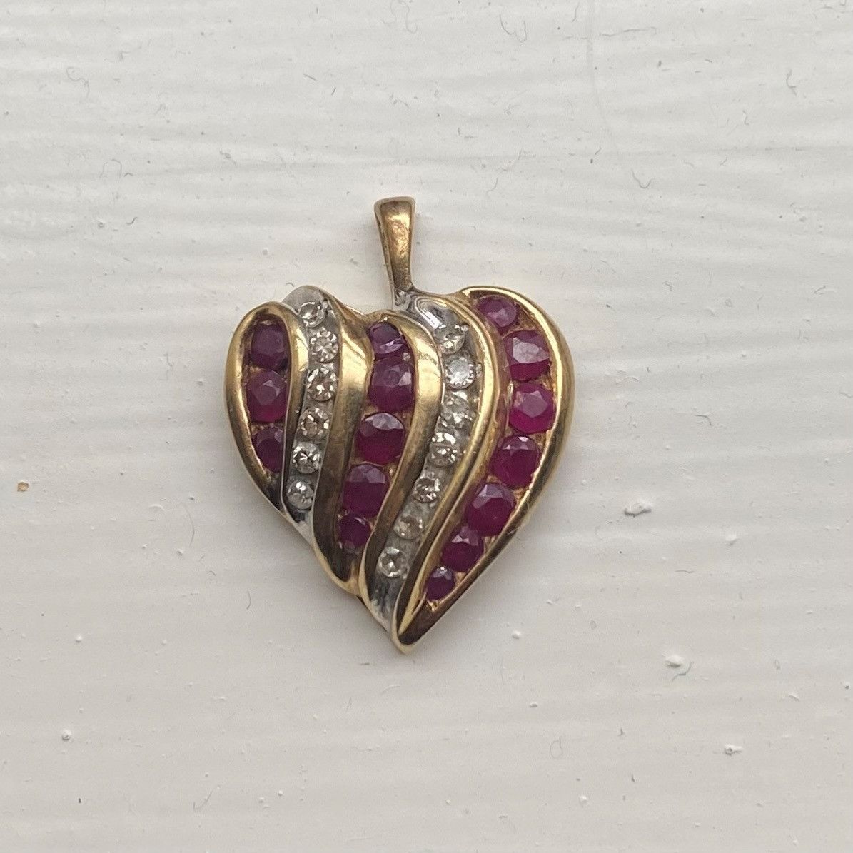 Vintage 14k ADL yellow gold real diamond and ruby heart pendant esta ...
