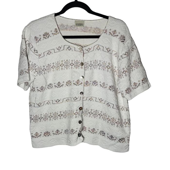 Vintage Vintage Classic Elements Floral Button-Down Cardigan Sweater ...