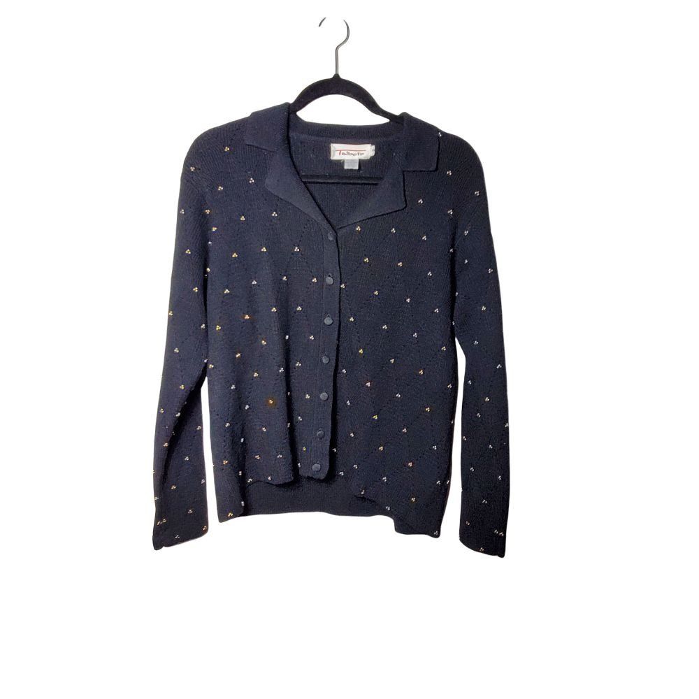 Vintage Vintage Talbots 100% Wool Collared Cardigan Sweater w/ Gold ...