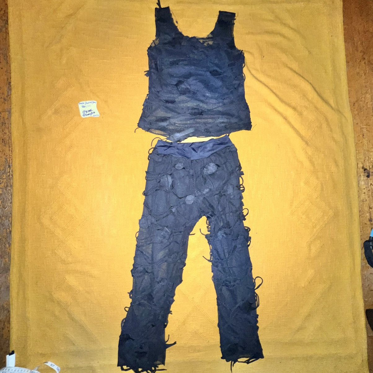 Other × Vintage Black Tattered Performance Rave Goth Active Wear Set ...