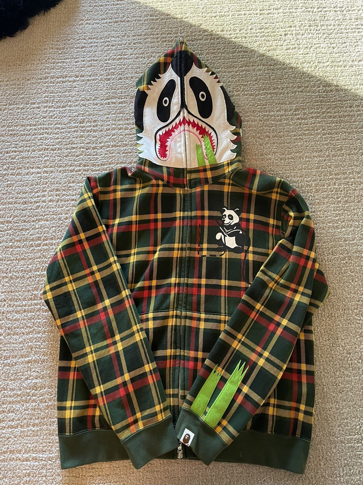 Bape *RARE* Bape x Isetan Plaid Panda Full Zip Hoodie Bathing Ape | Grailed