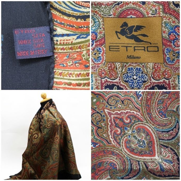 Etro Etro large format scarf stole silk black paisley pattern ETRO ...