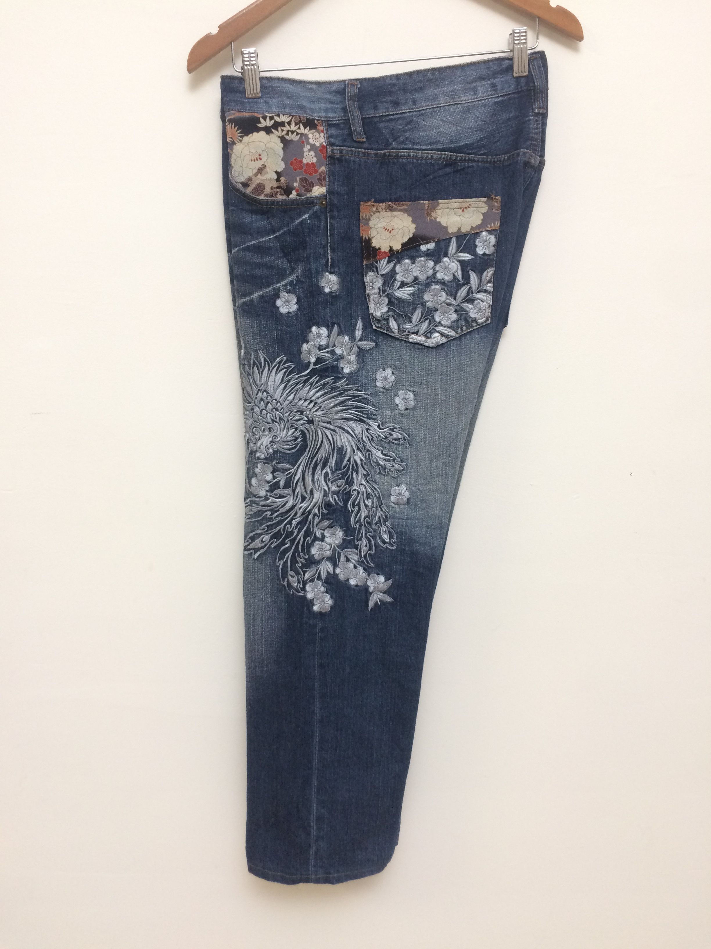 Designer Karakuri Tamashii Japanese Dragon Embroidered Denim Jeans ...