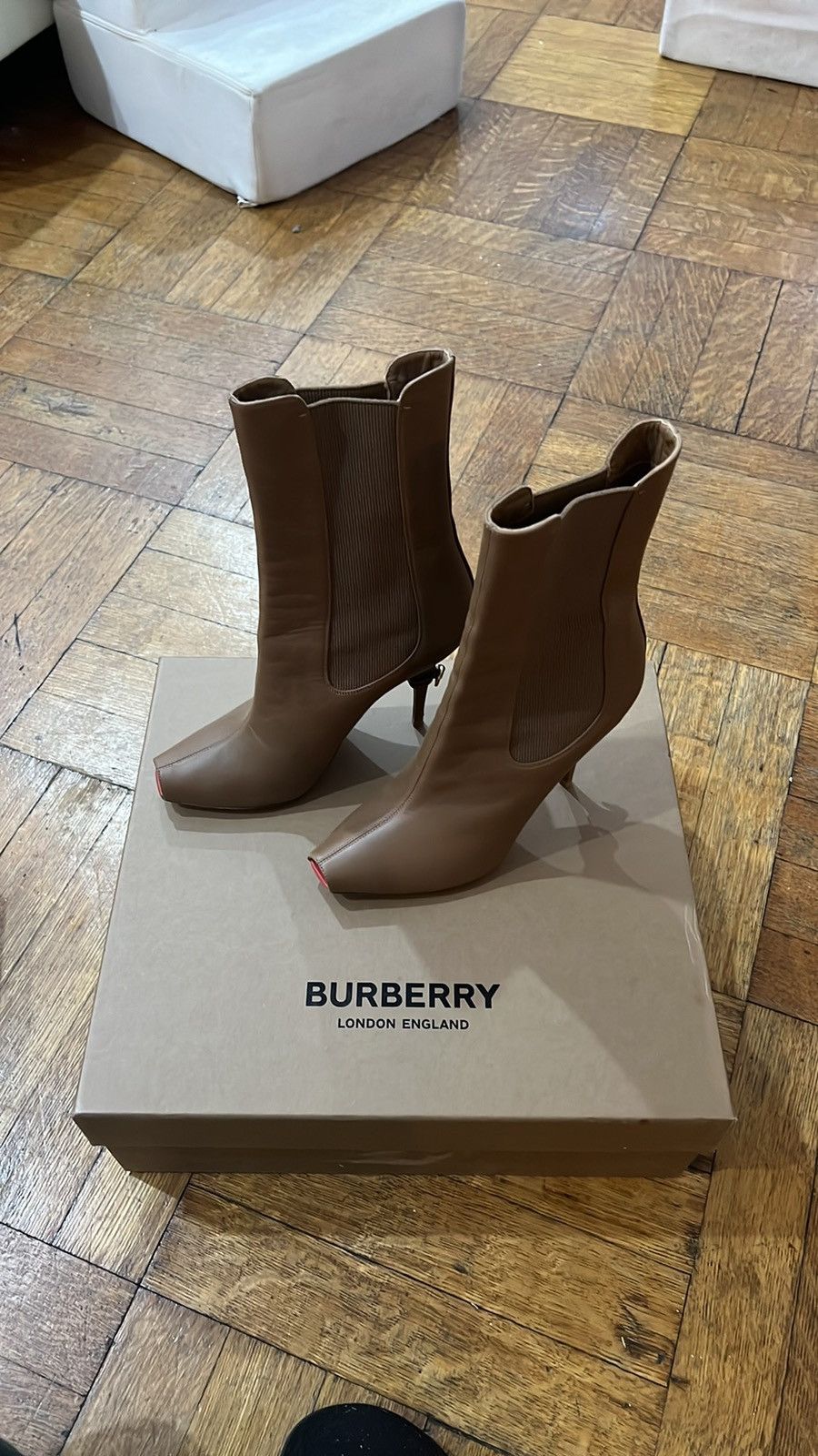 Burberry Burberry Peep Toe Leather Booties Grailed