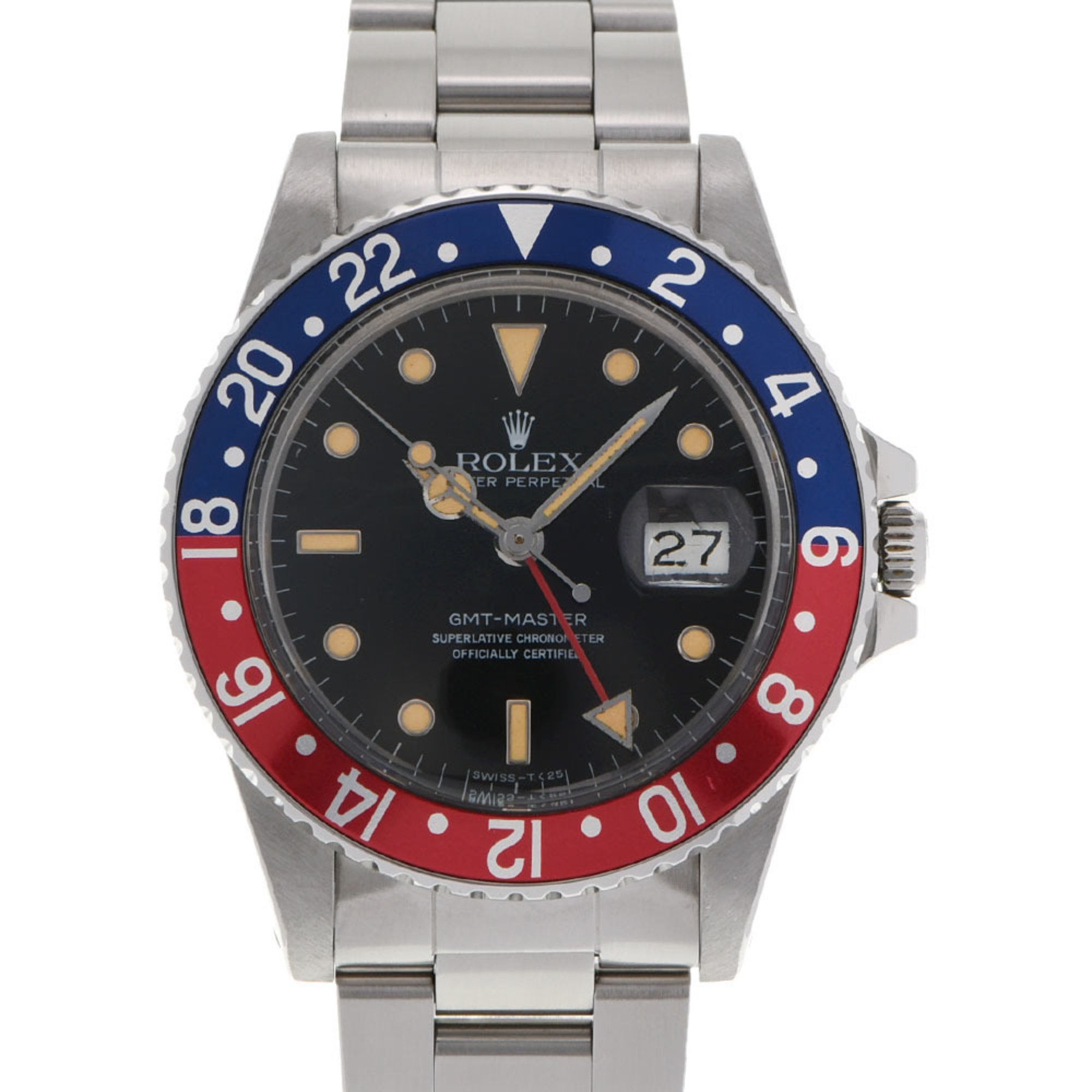 Rolex Rolex GMT master red blue bezel tritium 16750 men's SS watch ...