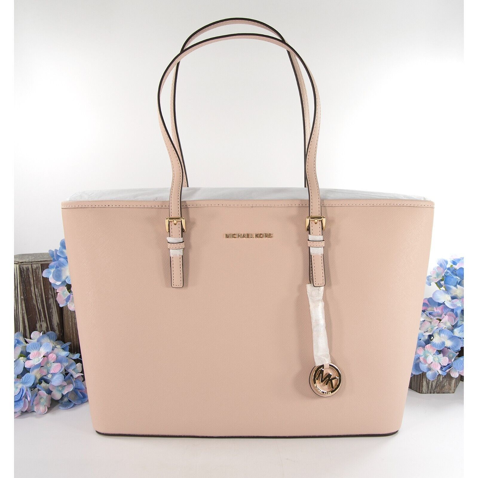 Michael Kors Michael Kors Soft Pink Saffiano Leather Multifunction Tote ...