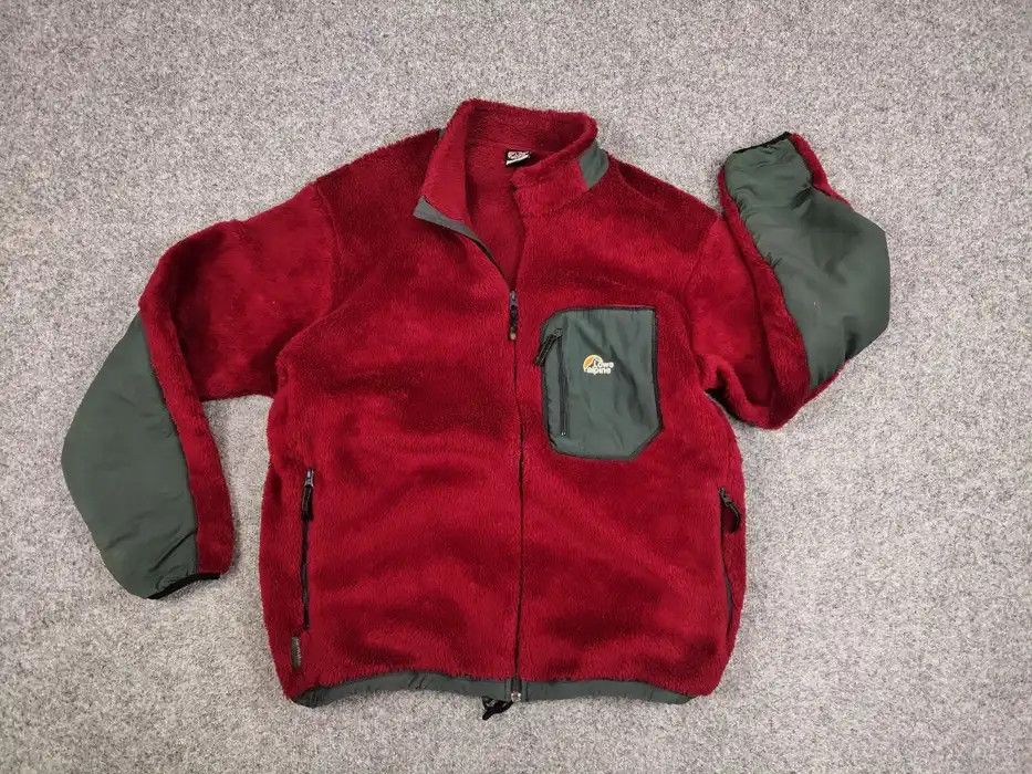 Japanese Brand Vintage 90's lowe Alpine Red Retro Fleece Zip Up Jacket ...