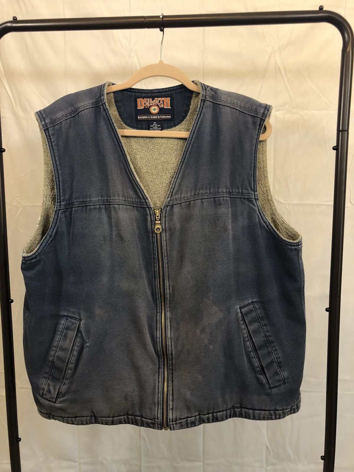 Vintage Vintage Thrashed Sun Faded Blue Distressed Sherpa Vest | Grailed