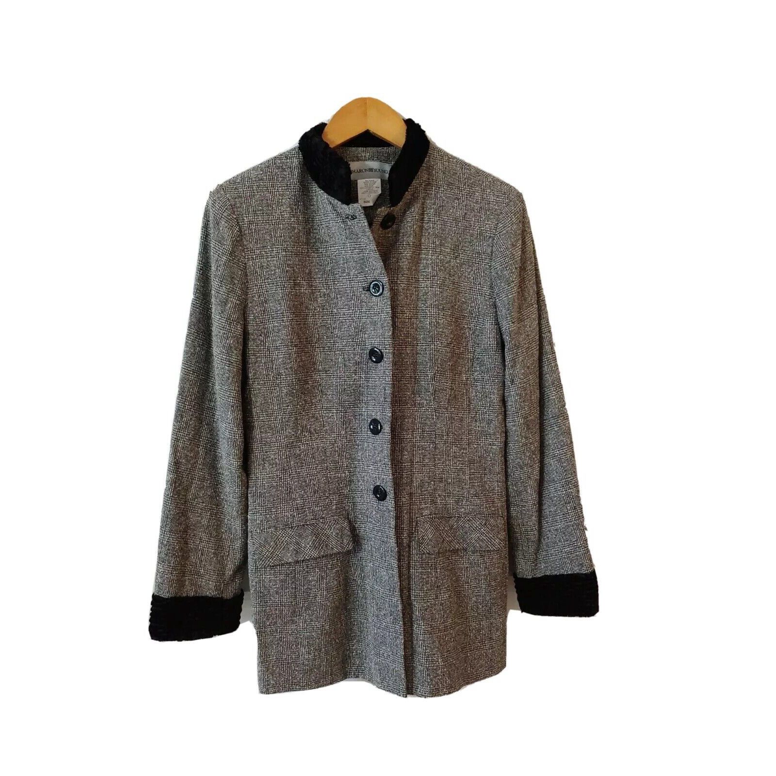 Vintage Sharon Young Womens Size 6 Button Front Lined Jacket Black ...