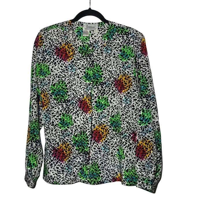 Vintage Vintage Notations Colorful Button-Down Shirt Women's Size 10 ...