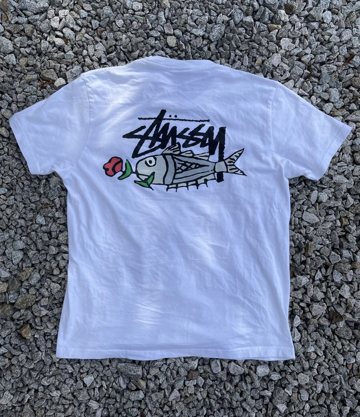 Hype × Streetwear × Stussy Stussy Carp Fish Rose Streetwear Hype Tee ...