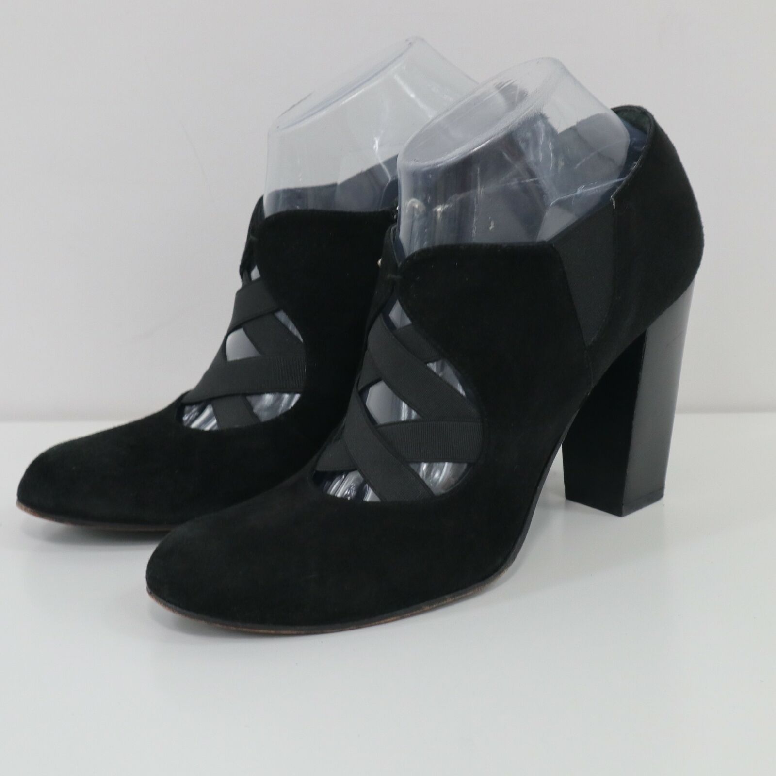 Vintage Donald J Pliner Celia Bootie Pump Womens 9N Black Suede Stacked ...