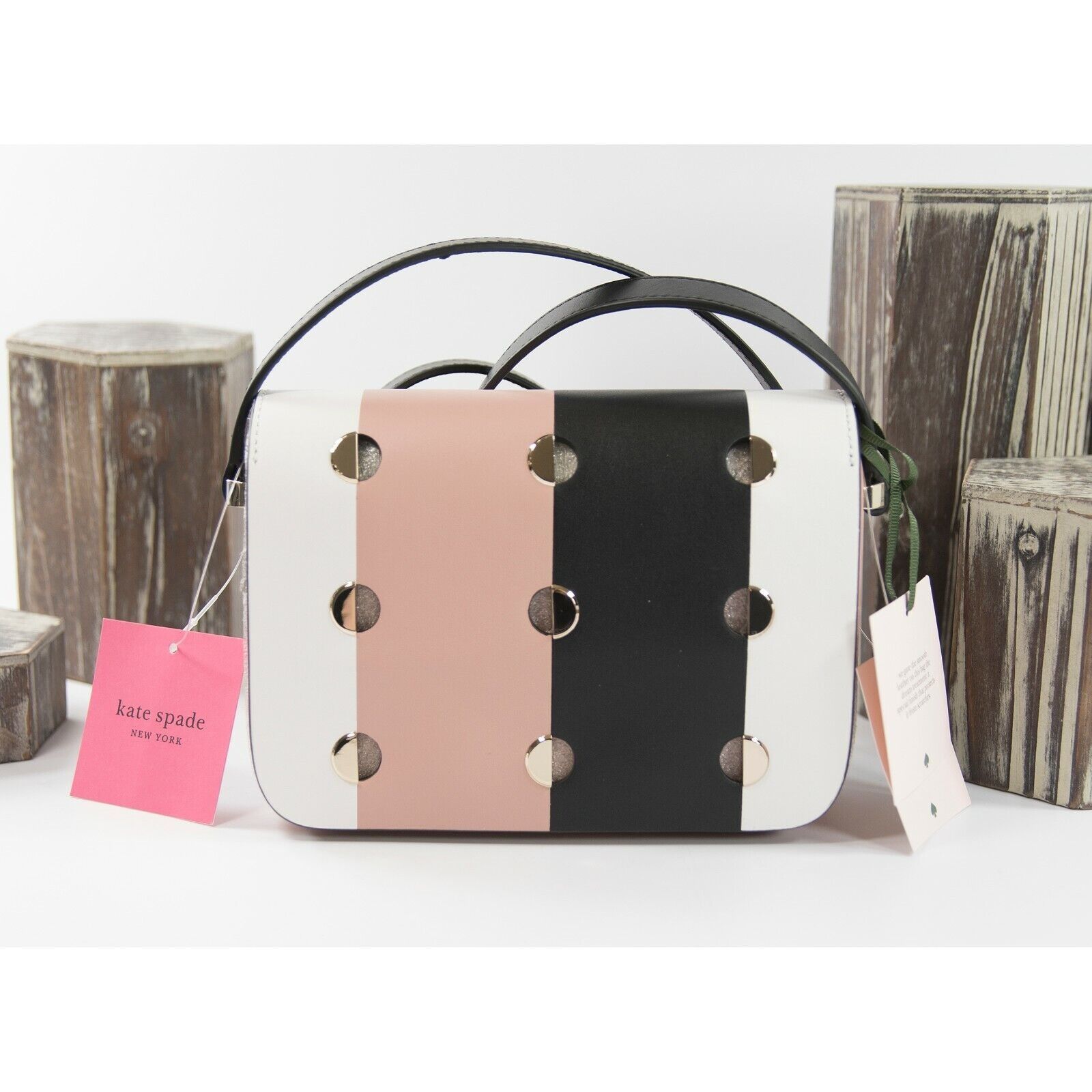 Kate Spade Kate Spade Black Pink Leather Nicola Mod Dot Bicolor Small F ...