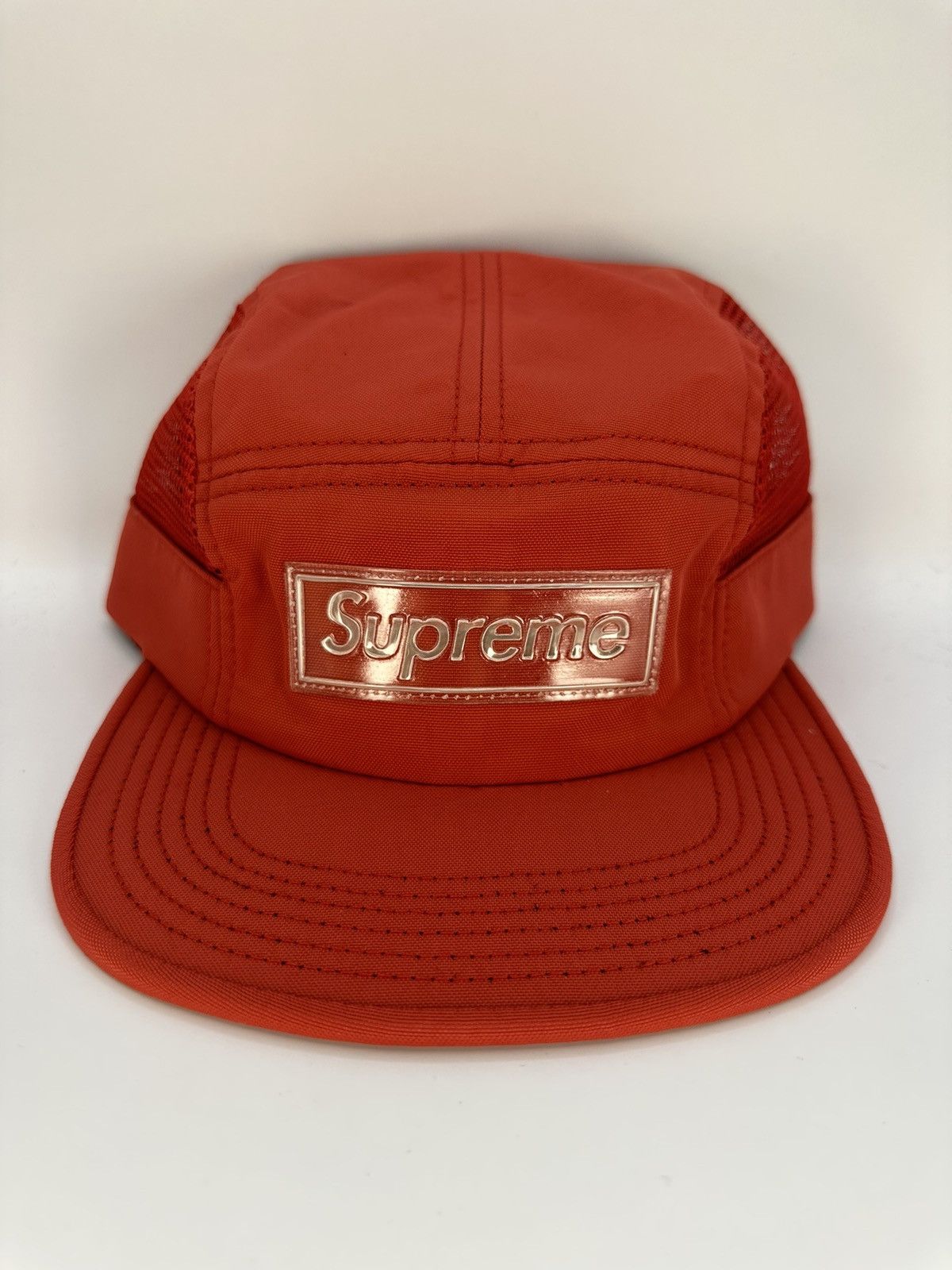 Supreme SUPREME SS15 SIDE MESH REFLECTIVE LOGO CAP RED BRAND NEW | Grailed