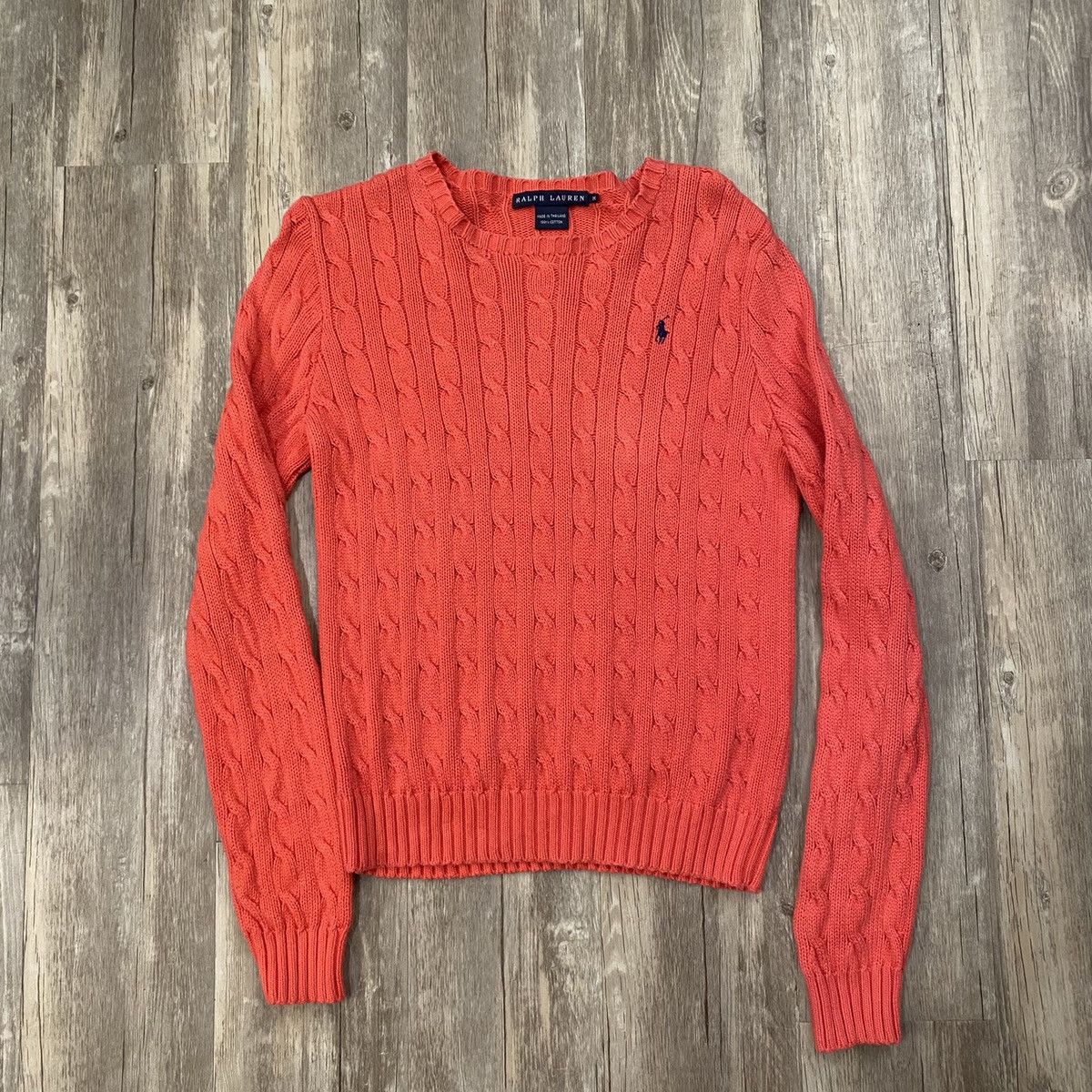 Polo Ralph Lauren Ralph Lauren W's Cable Knit V-Neck Red Sweater ...