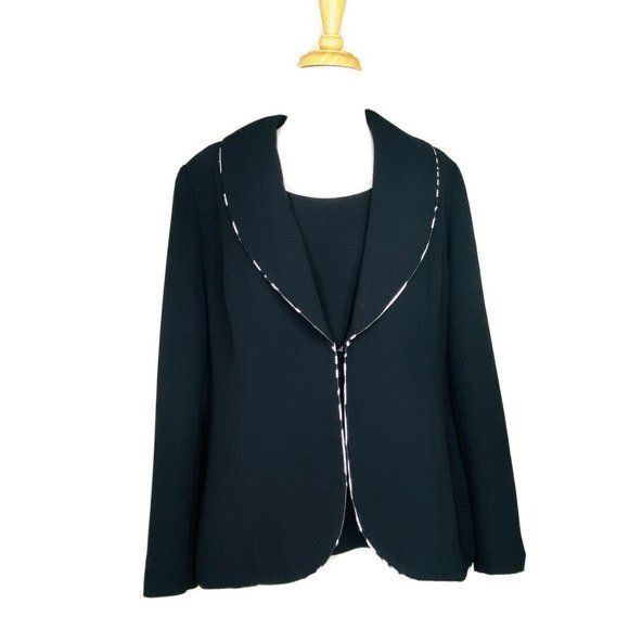 Designer Tally Taylor Two Piece Blazer and Top Set Fully Lined Black ...