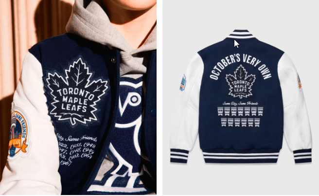 Octobers Very Own OVO X Roots X Toronto Maple Leafs Varsity Jacket 1/ ...