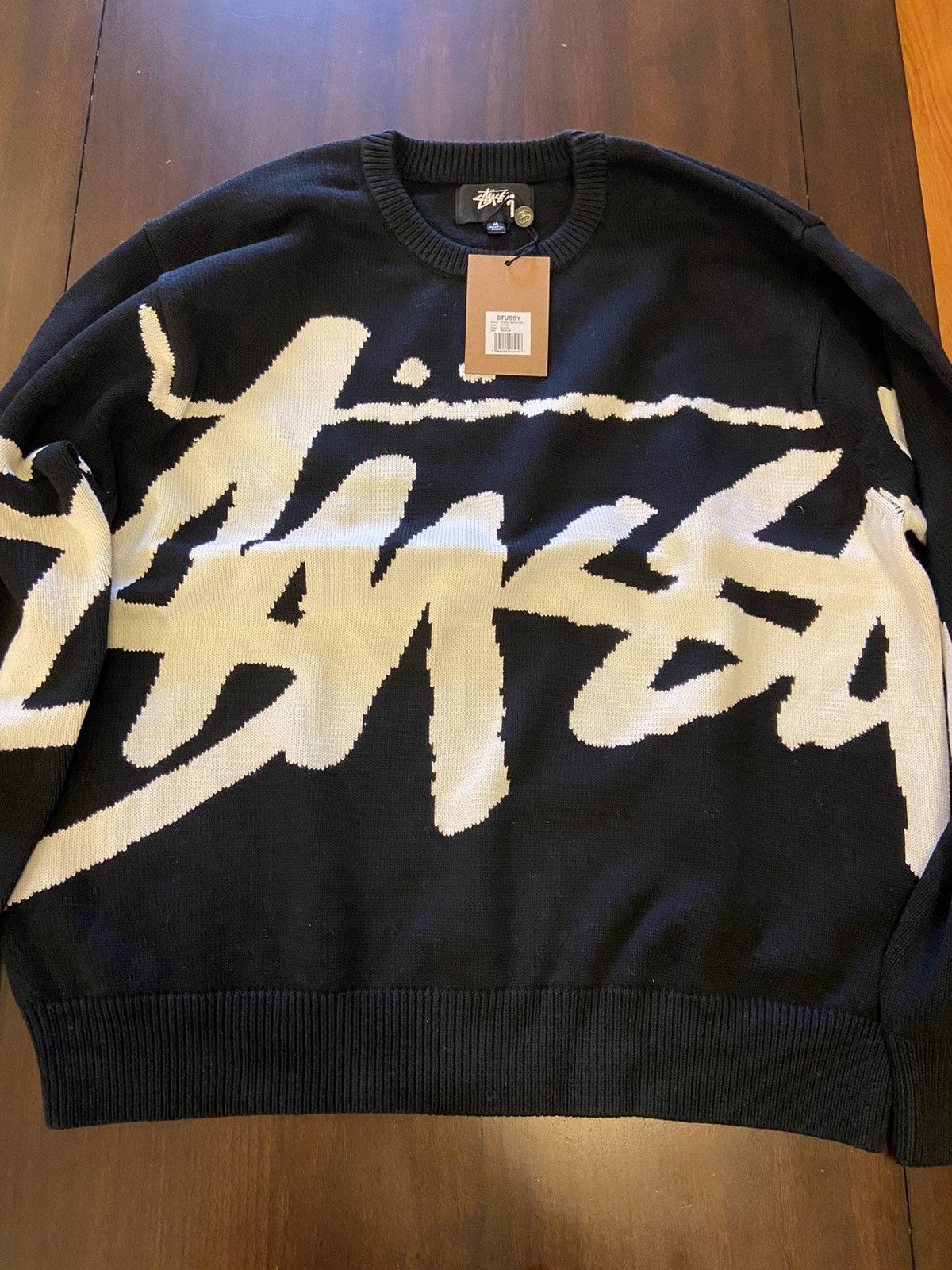 Stussy Stussy Stock Logo Knit Sweater Small Black | Grailed