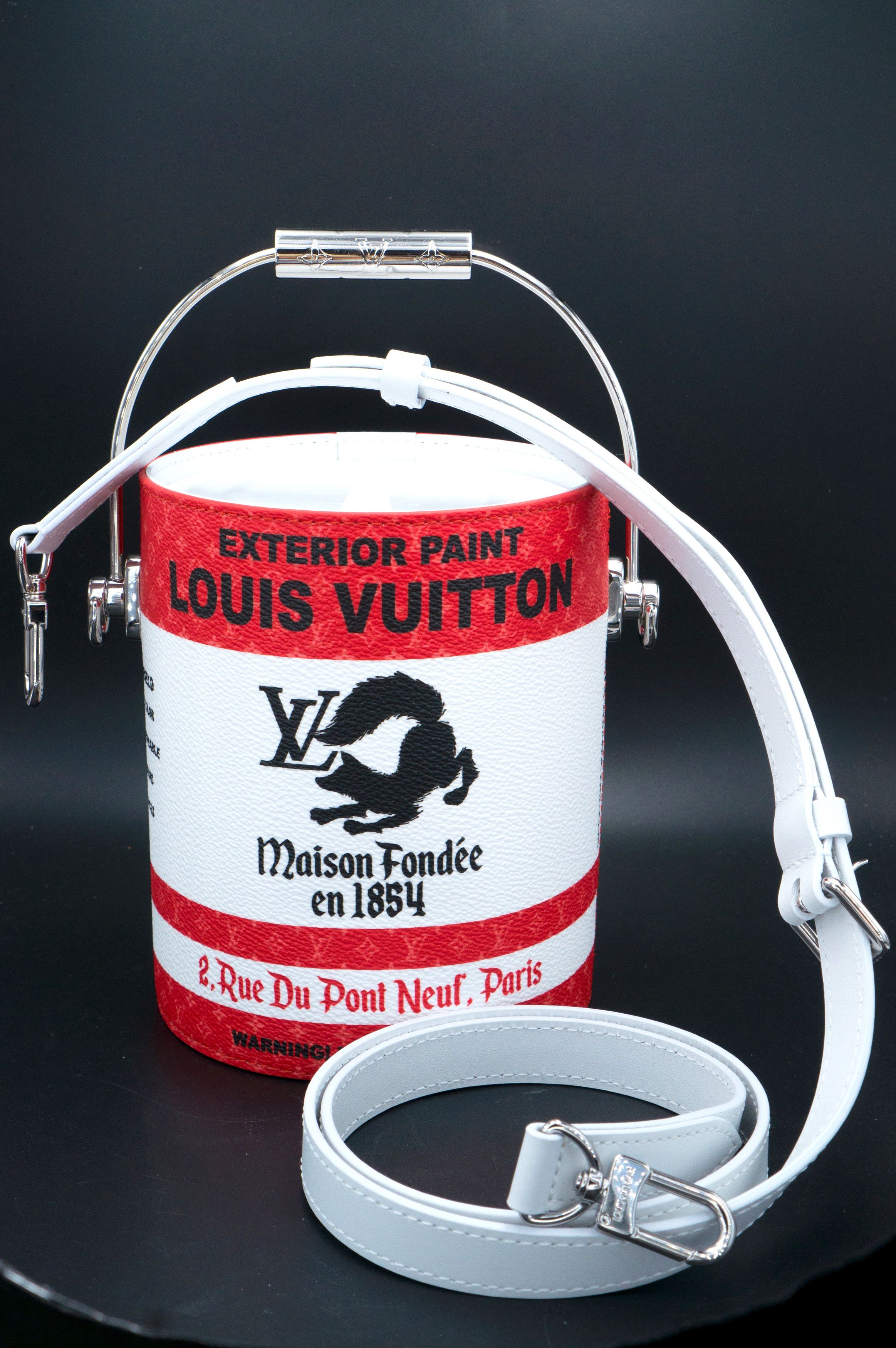 Louis Vuitton × Virgil Abloh Louis Vuitton Red Leather Paint Can Bag ...