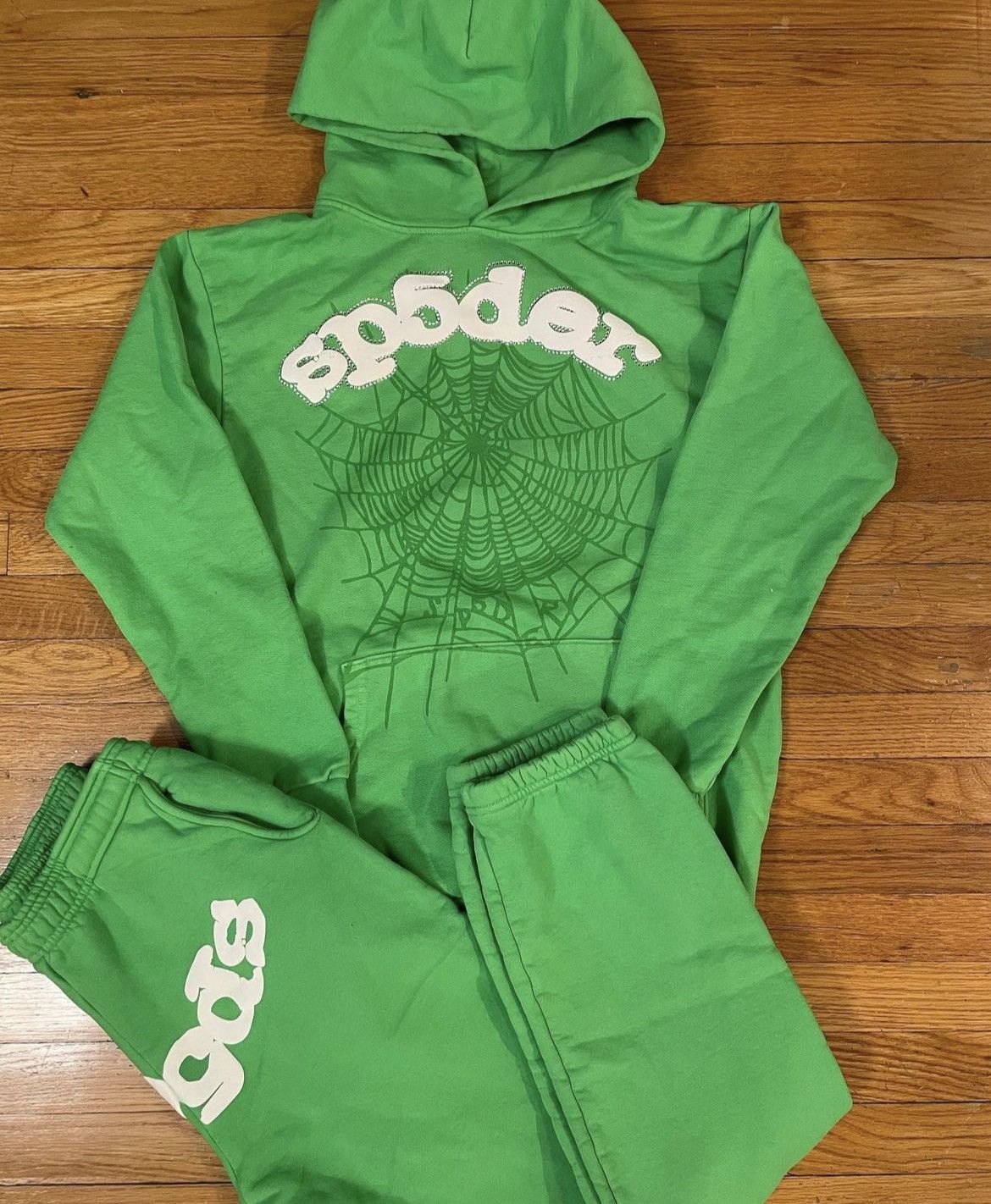 Spider Worldwide Sp5der spider sweatsuit green hoodie + pants bundle ...