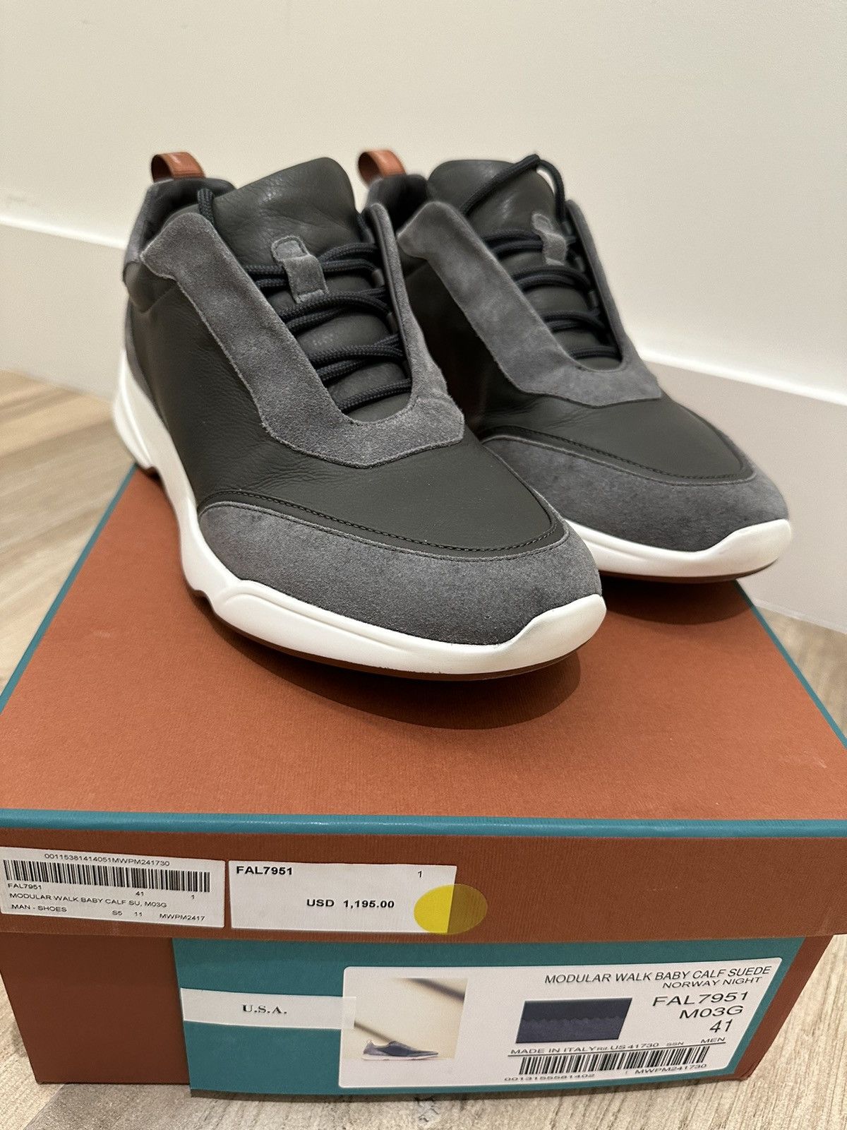 Loro Piana **LORO PIANA MENS MODULAR WALK BABY CALF SUEDE 41 EU/ 8 US ...