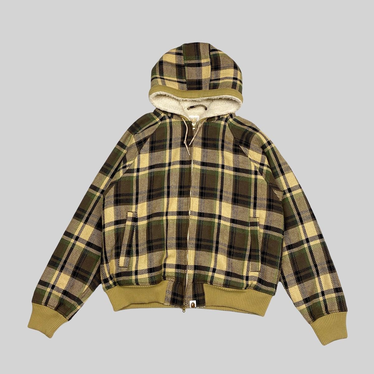 Bape Bape Plaid Boa Fleece Zip Up | Grailed