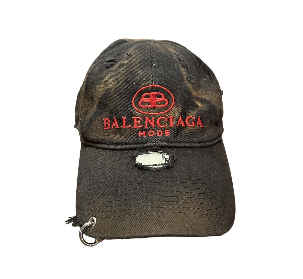 Balenciaga FW21 Runway Balenciaga Pierced Destroyed Cap | Grailed