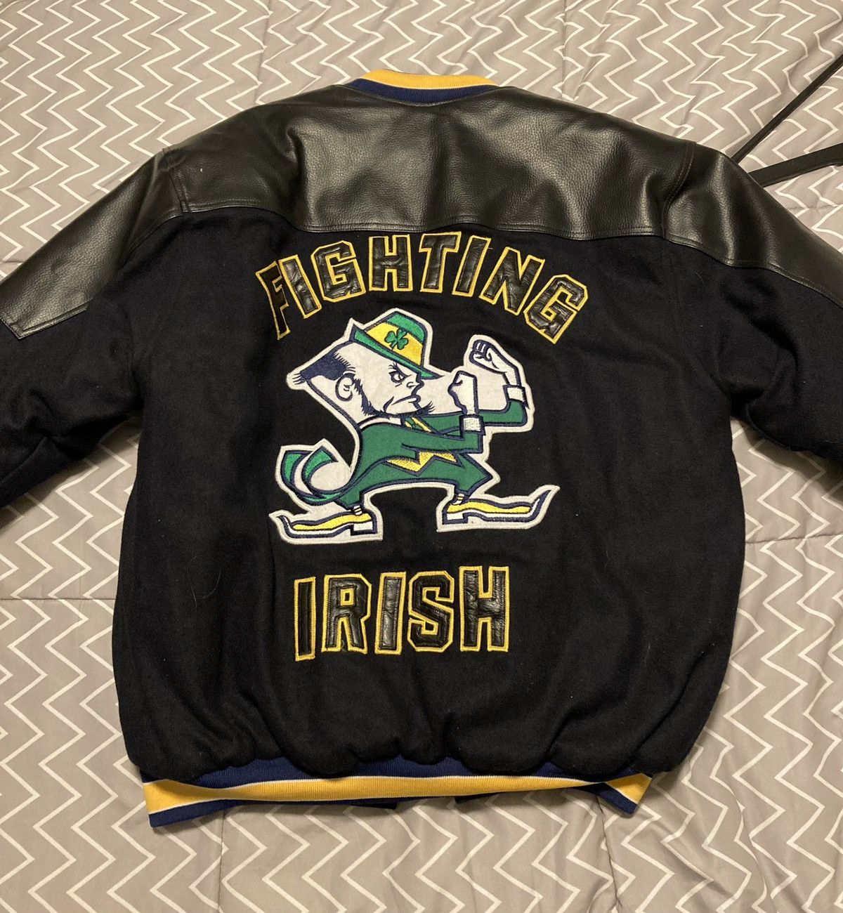 Collegiate × Varsity Jacket × Vintage Vintage NOTRE DAME Wool Leather ...