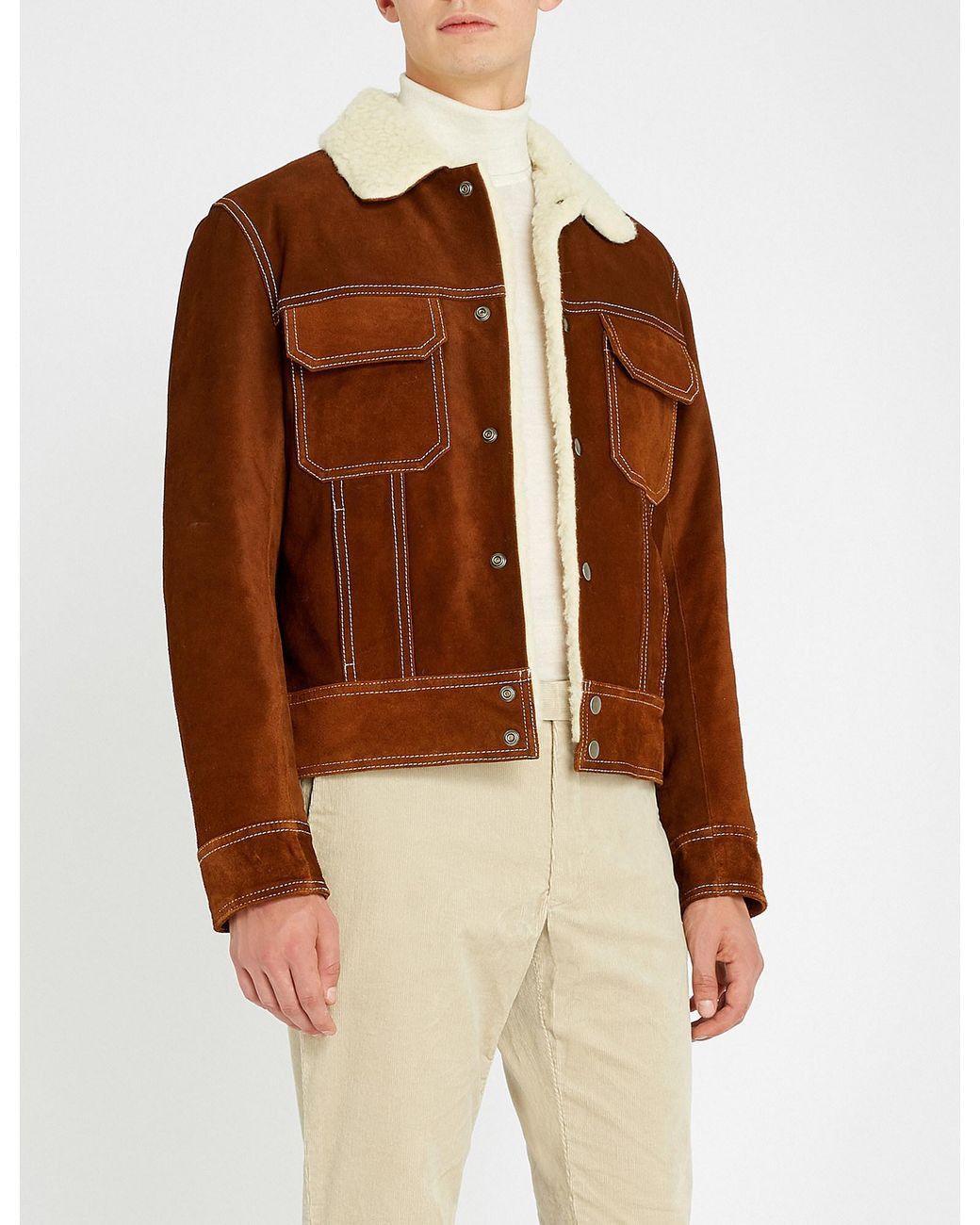 Sandro Sandro Shearling + Suede Trucker Jacket | Grailed