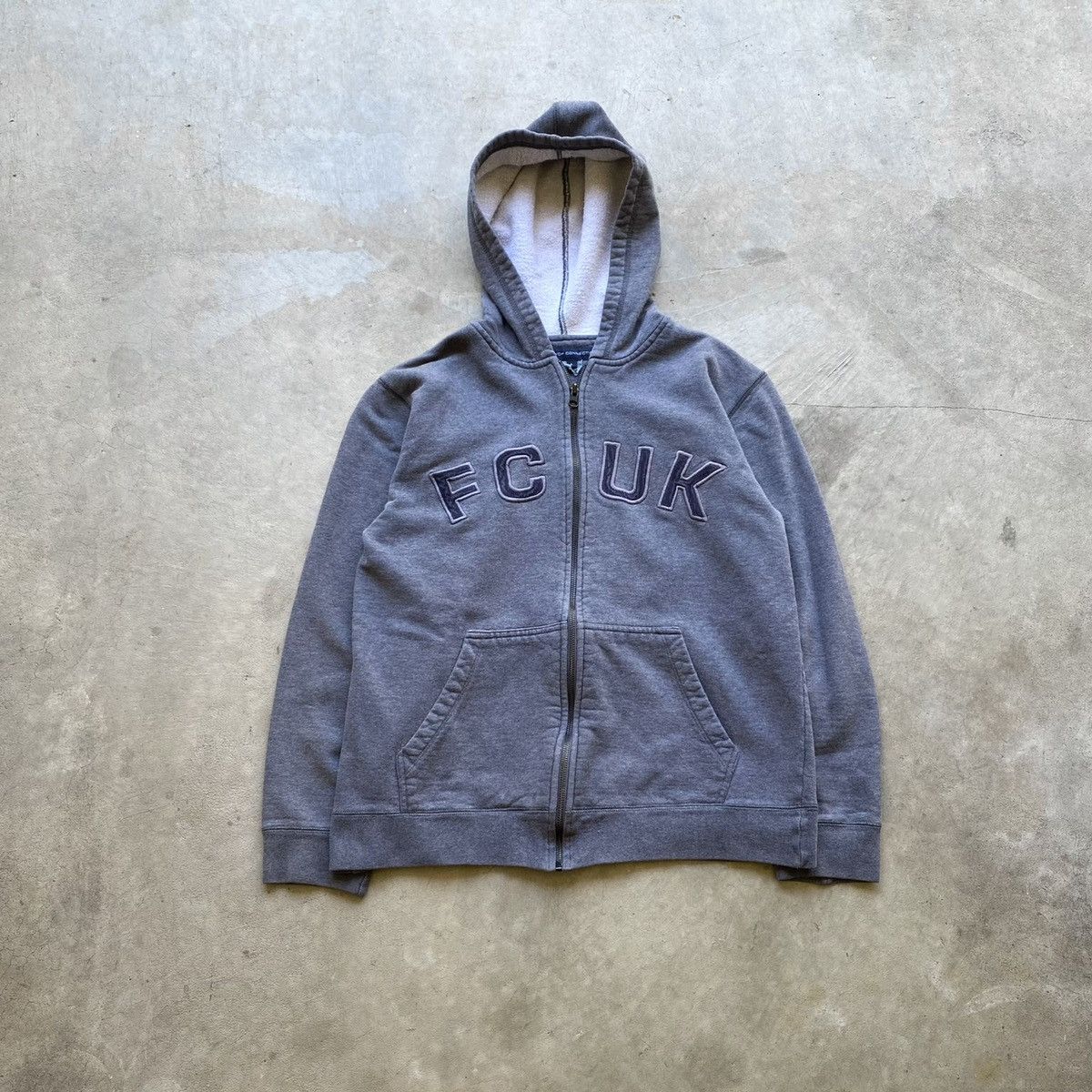 Fcuk × Streetwear × Vintage FCUK Gray Zip-Up Hoodie Size Large | Grailed