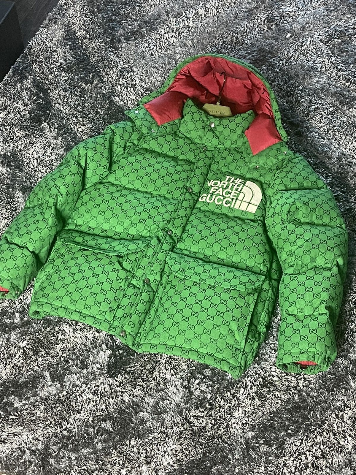 Gucci × The North Face 🔥Gucci x TNF Green Puffer GG Logo Jacket size ...