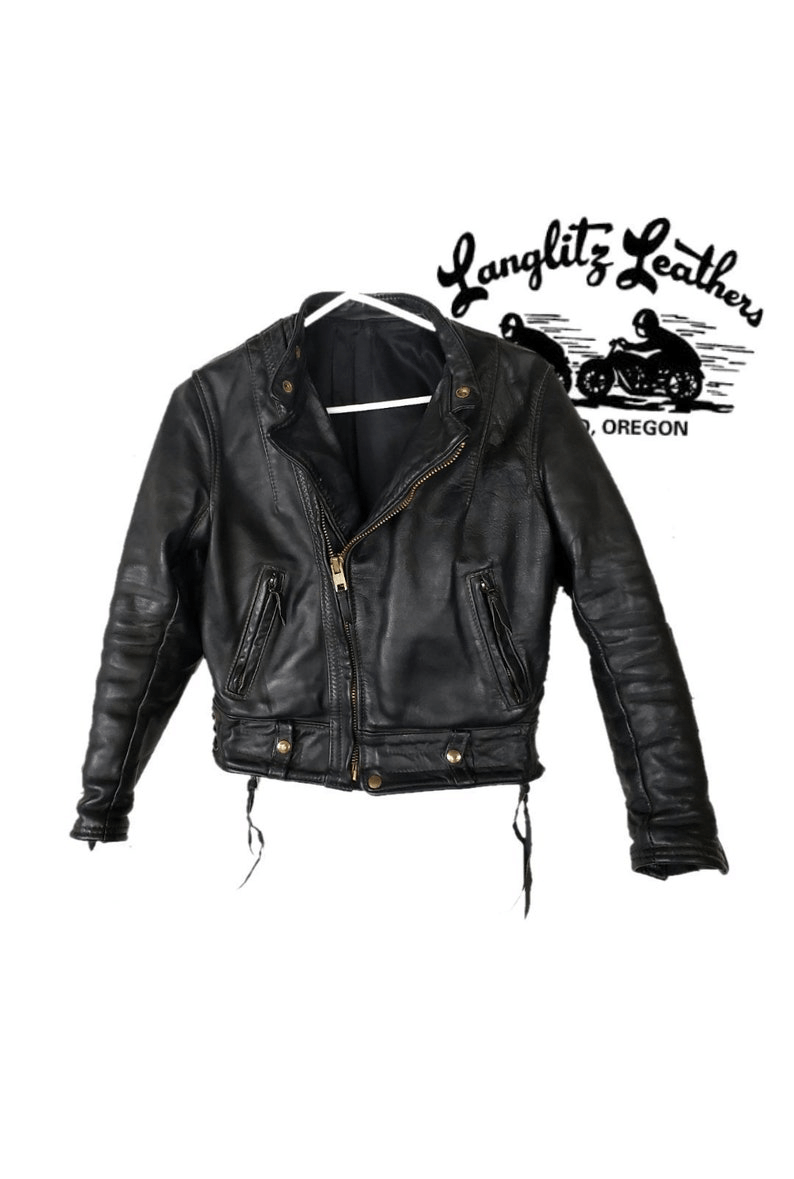 Custom Langlitz Leather Jacket Custom Biker Moto Police Small | Grailed