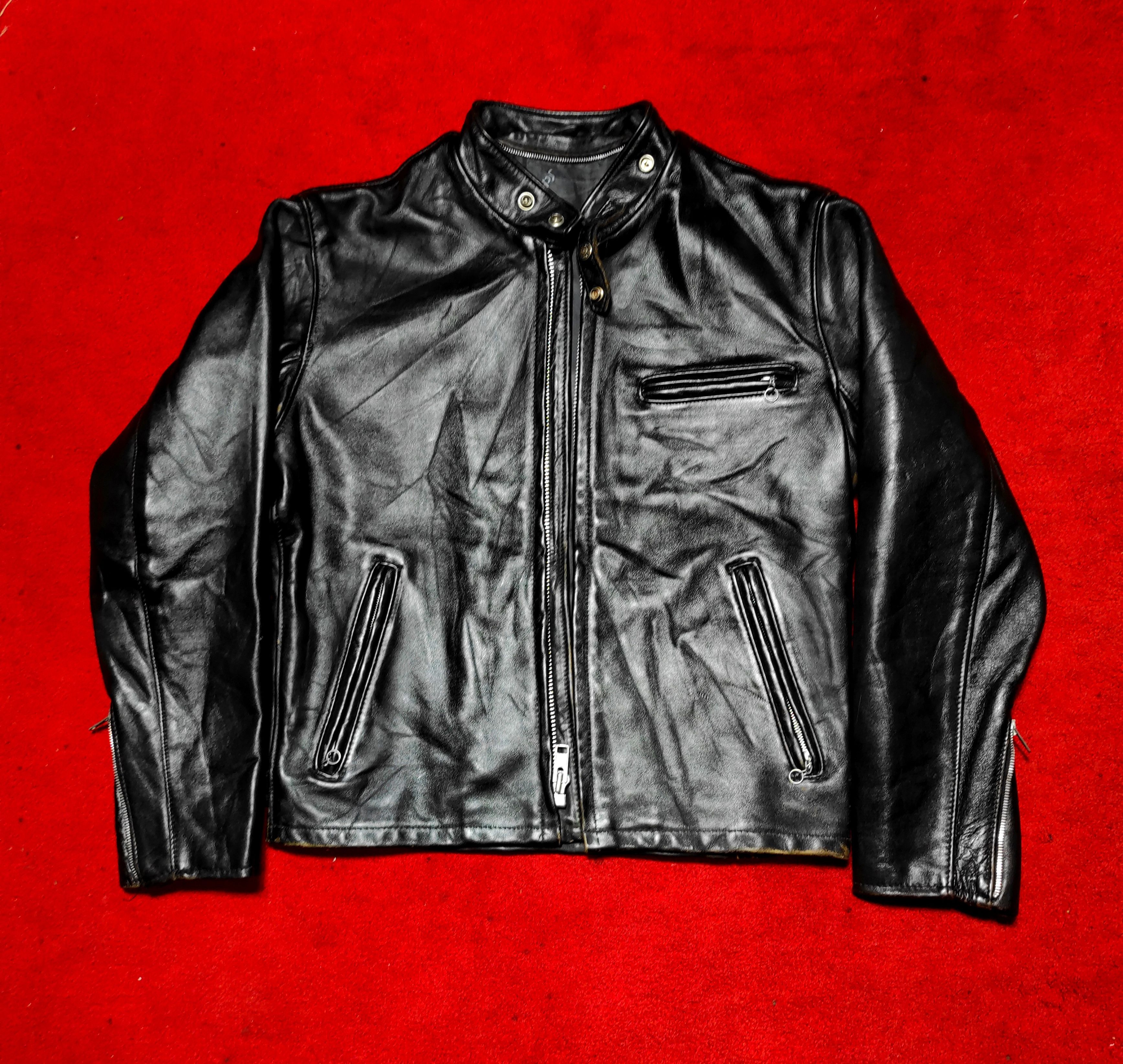 Racing × Schott Men's SCHOTT Cafe Racer Leather Jacket | Grailed