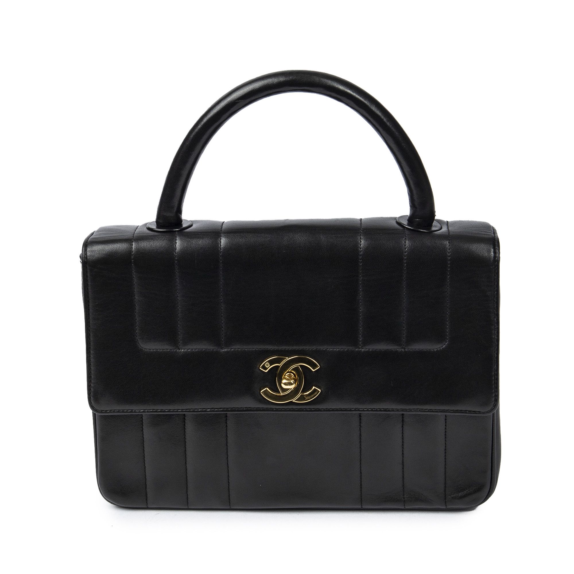 Chanel Vertical Quilted Kelly Flap in Black Quilted Vertical Stitch ...