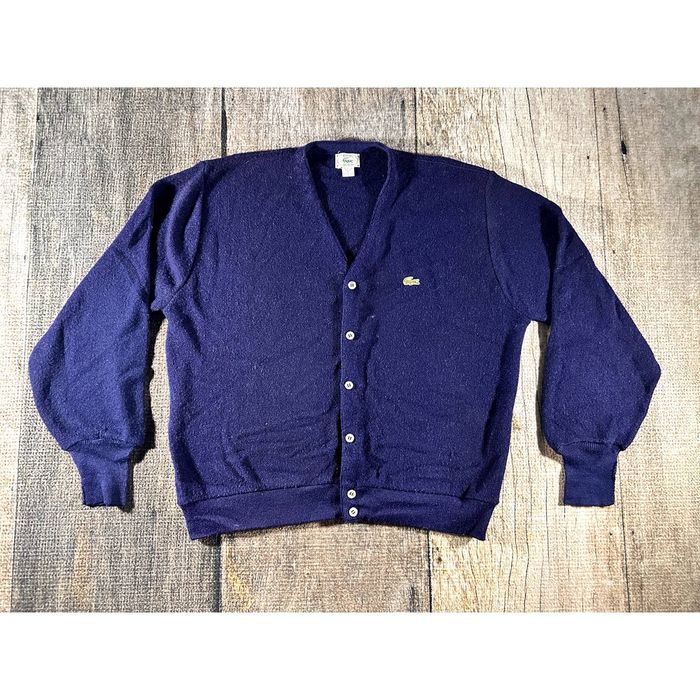 Izod Vintage Izod Lacoste Large Navy Blue V Neck Knit Cardigan | Grailed