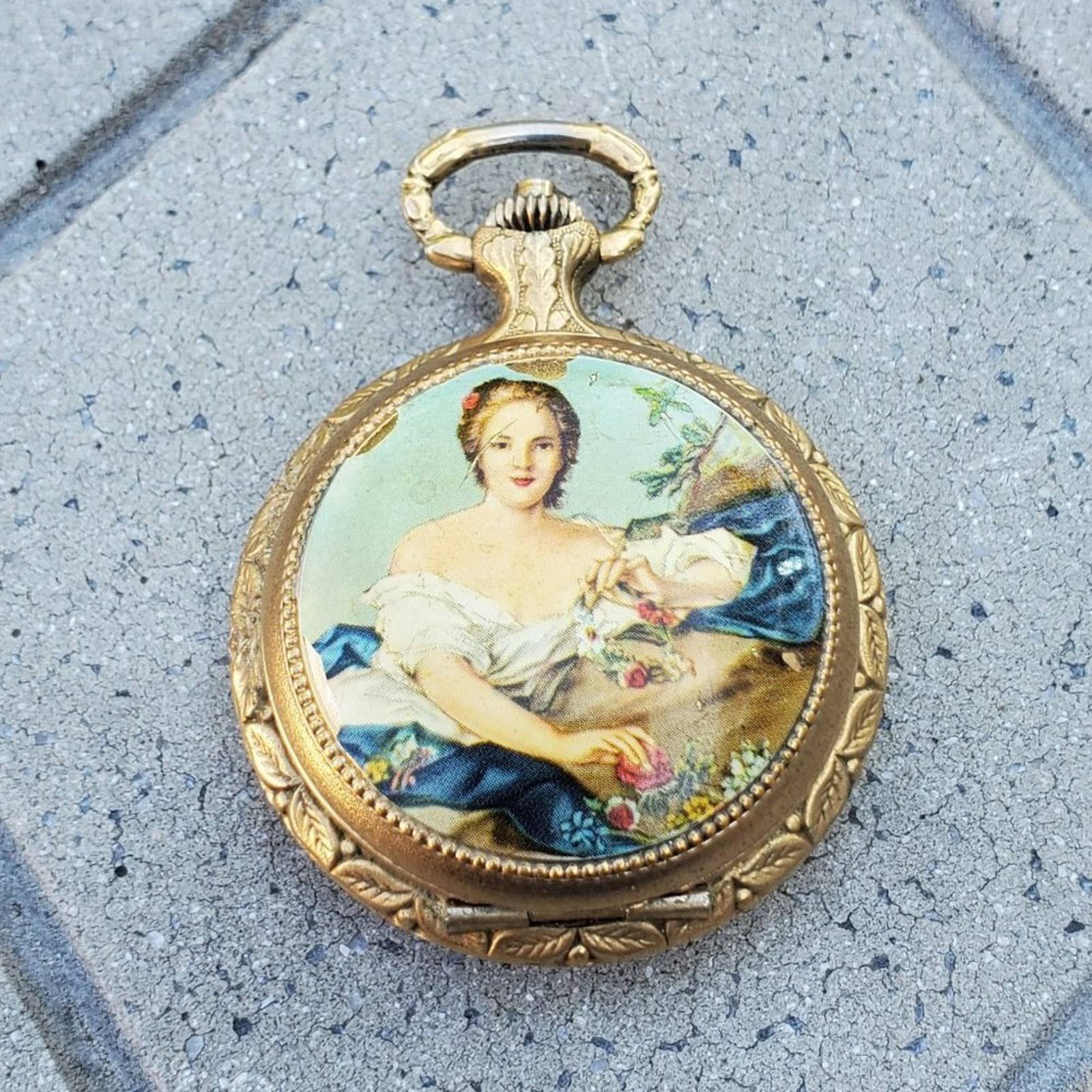 Vintage Ever Swiss 17 Jewels Victorian Revival Portrait Pocket Watch ...