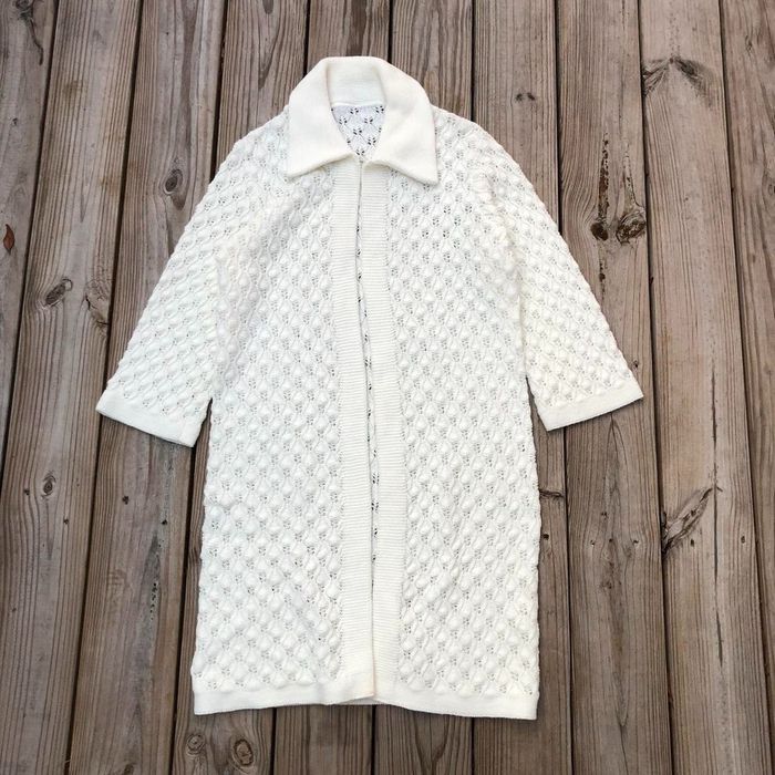 Vintage Vintage 70s Knit Robe Duster Ivory Long Coat | Grailed