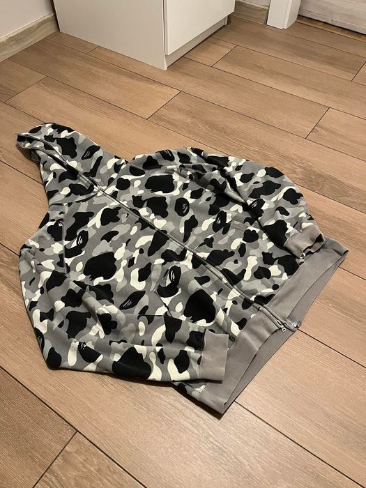 Bape BAPE Gray Camo Black Front and Back Full Zip Hoodie Size L | Grailed