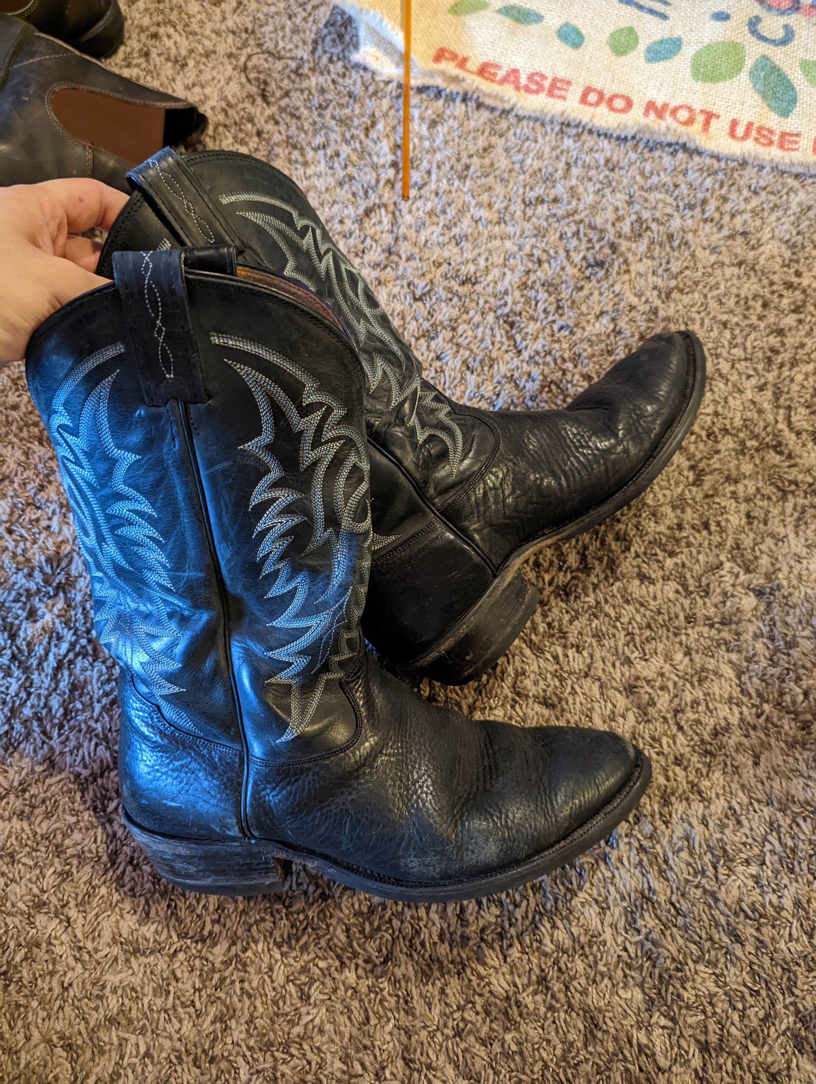 Tony Lama Tony Lama Cowboy Boots Vibram Sole Black | Grailed