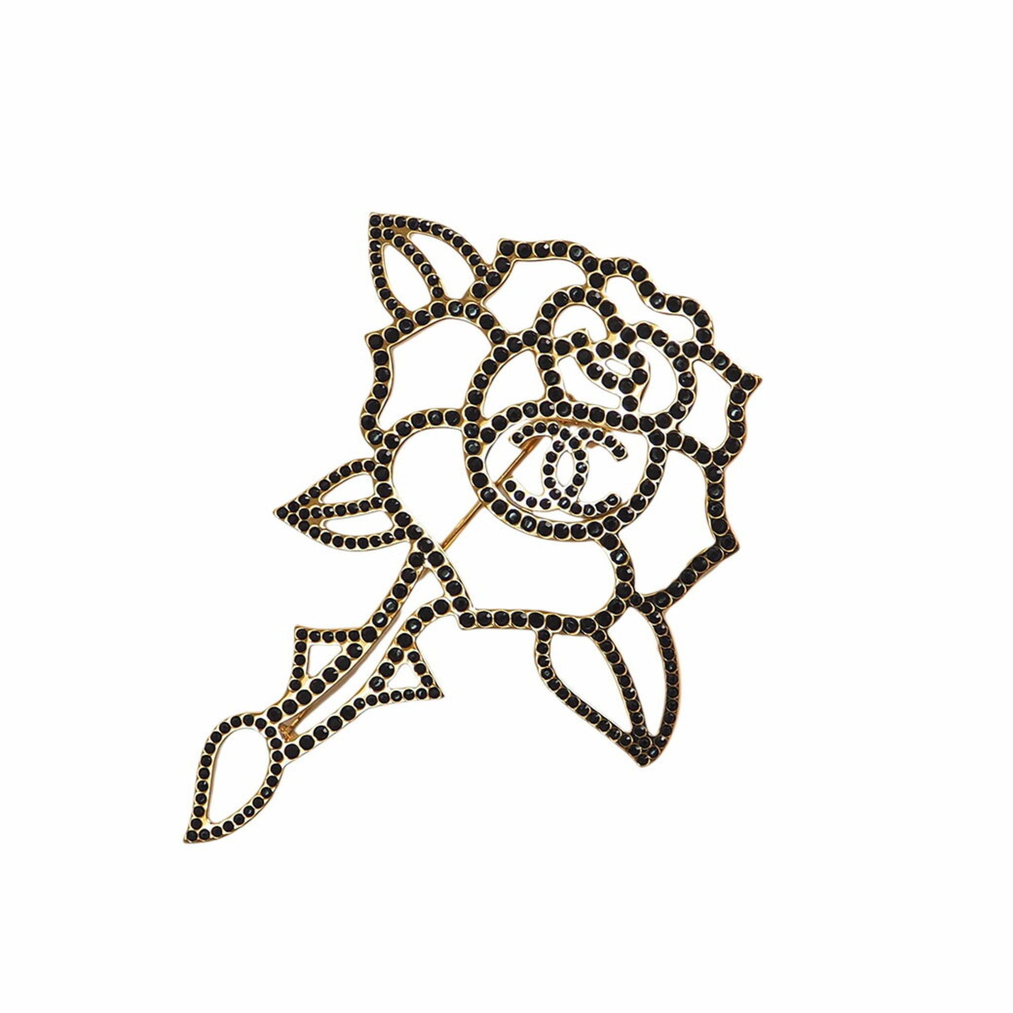 Chanel CHANEL B17A Rose Motif Brooch Blackstone Coco Gold | Grailed