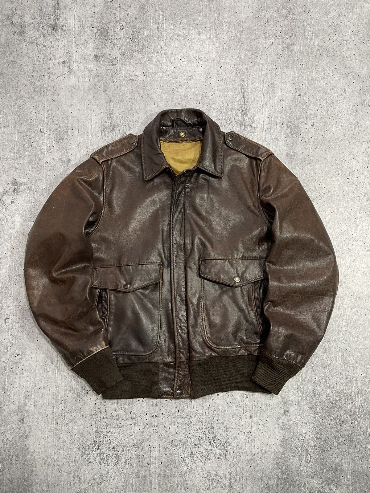 Schott × Vintage Vintage Schott Leather Jacket Bomber Brown Aviator ...