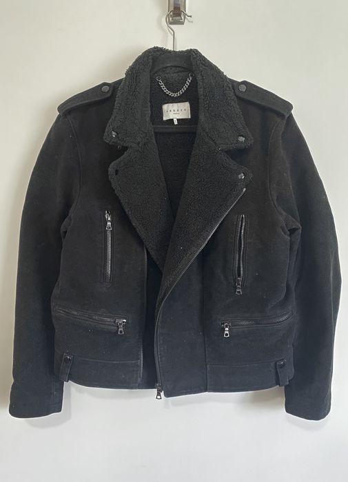 Sandro Sandro Moleskin Shearling Sherpa Lined Biker Jacket | Grailed