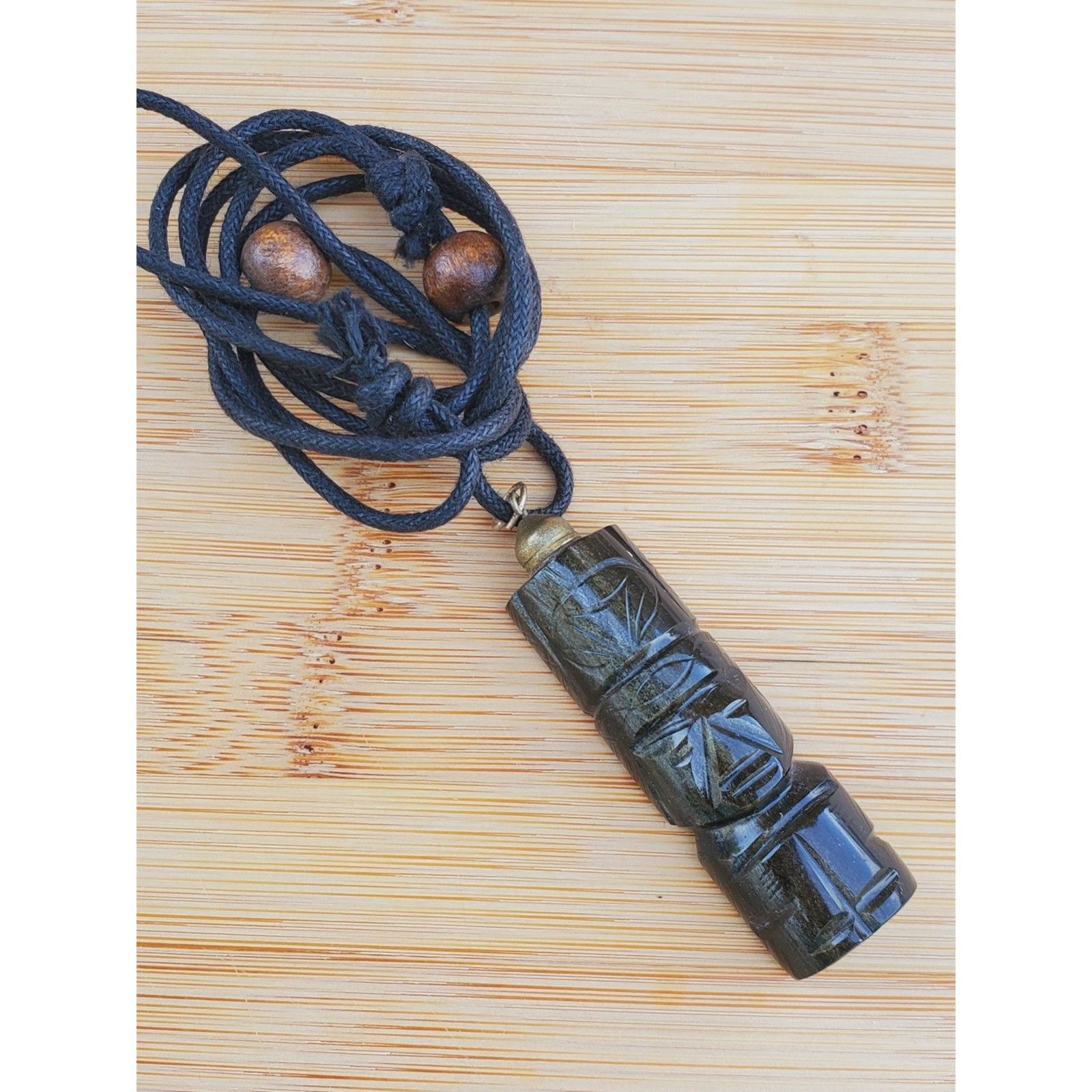 Handmade Tiki Totem Pole Statement Pendant Necklace Rope Adjustable ...